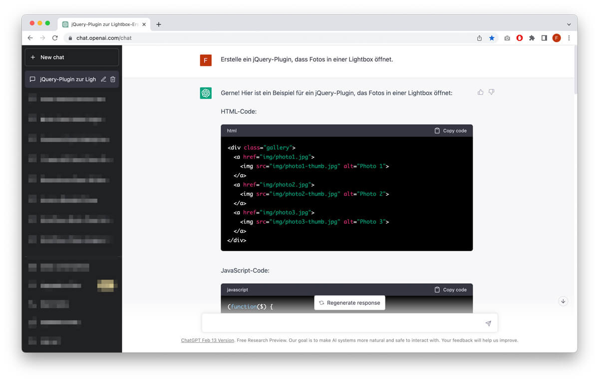 Chat GPT programmiert jQuery-PlugIn – FBNFRTG
