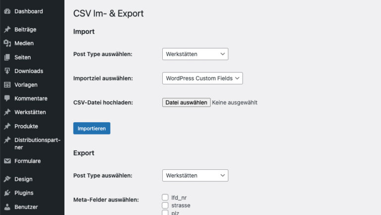 WordPress-Plug-in „CSV Im- & Export“ – FBNFRTG